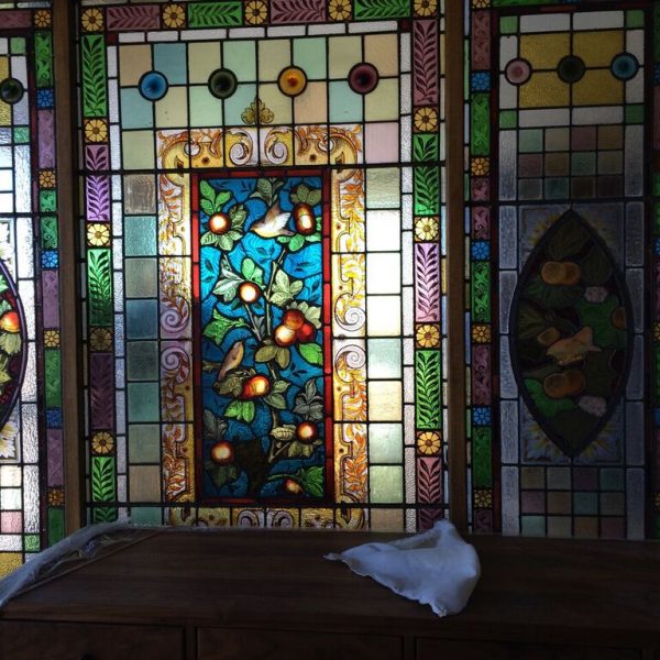 Bird and Fruit Old English Window – Watkins Stained Glass